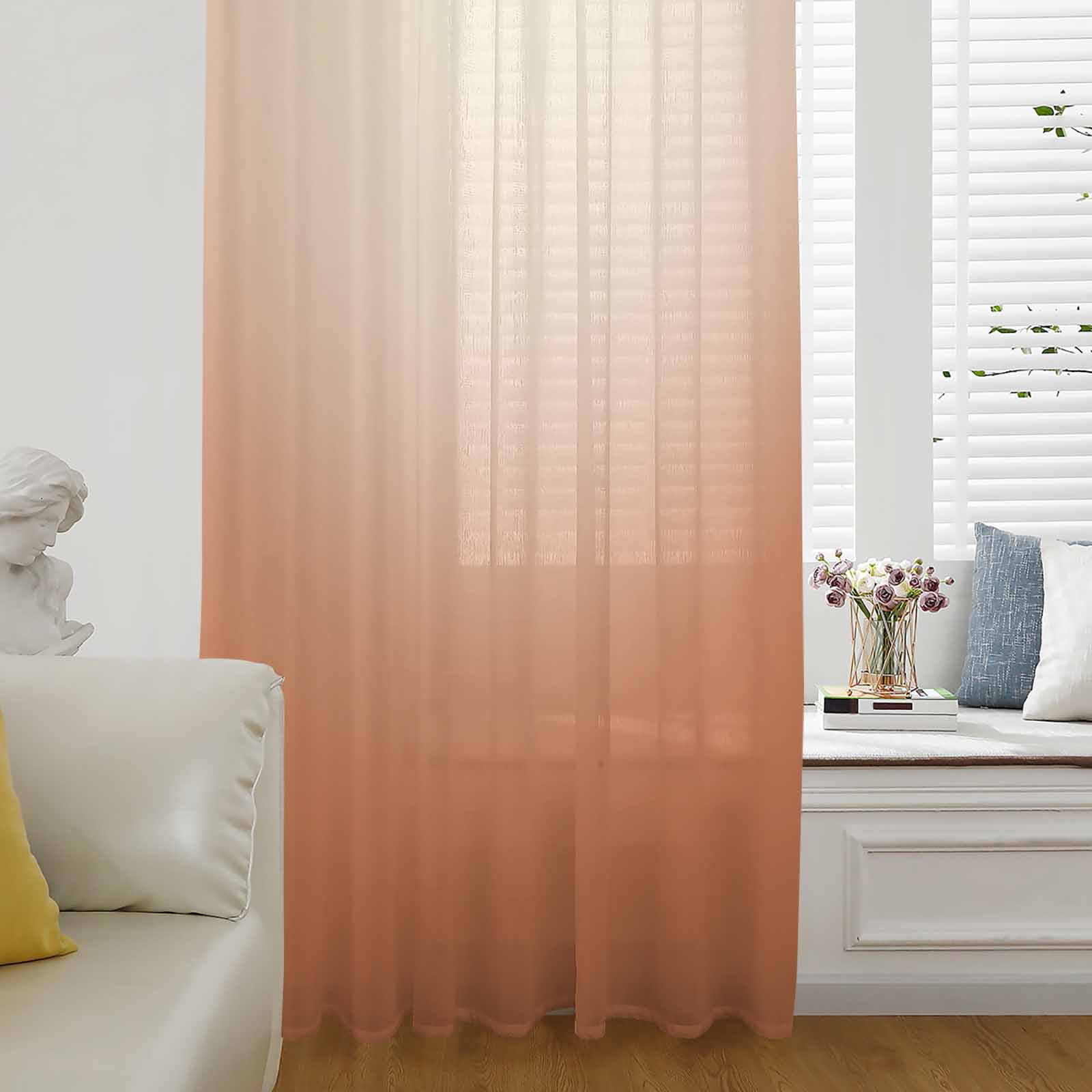 Gradient Orange Window Curtain 96 Inches Long,Monochrome Modern Solid ...