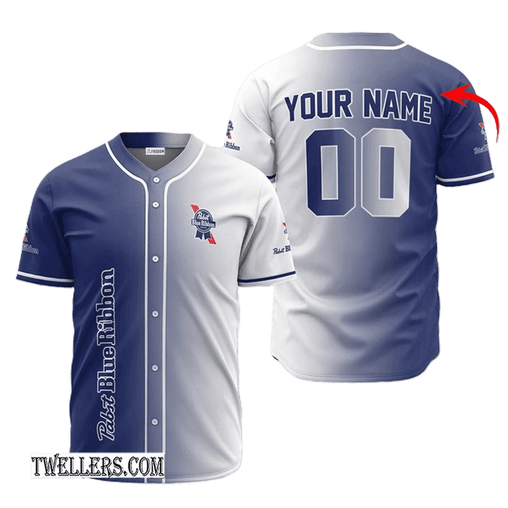 Gradient Pabst Blue Ribbon Baseball Jersey 1297, Beer baseball jersey ...