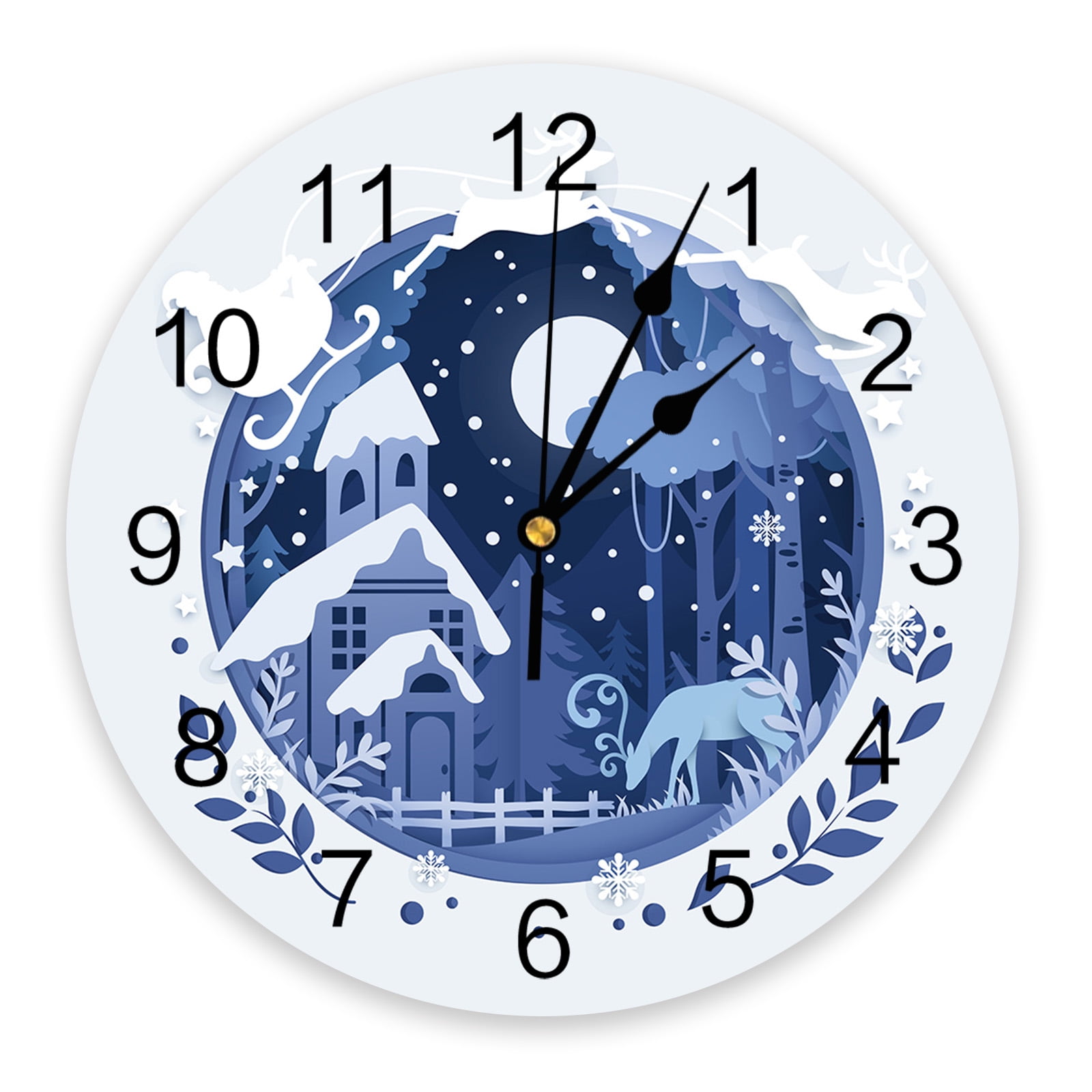 Gradient Paper Cuttings Forest House Bedroom Wall Clock Large Modern ...