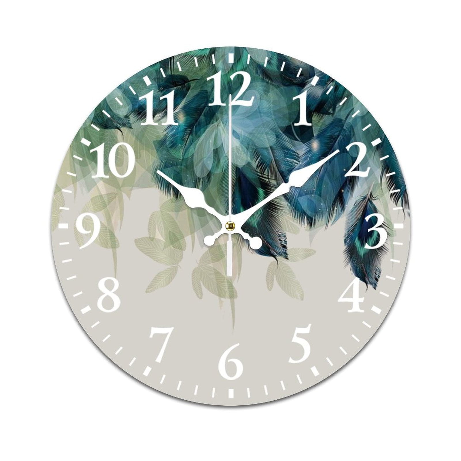 Gradient Peacock Feather Wall Clock Modern Design Clocks Wall Hanging ...