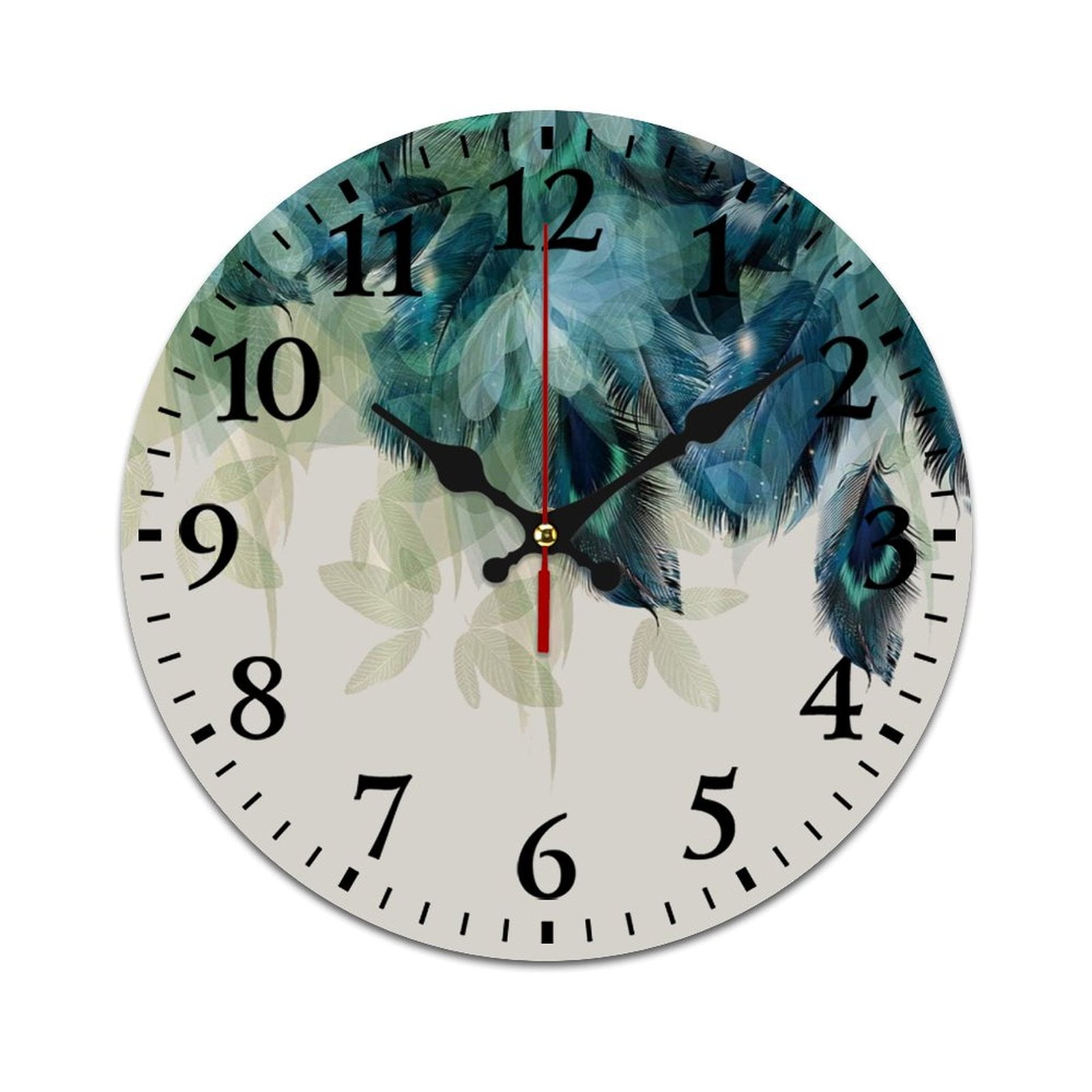 Gradient Peacock Feather Wall Clock Modern Design Clocks Wall Hanging ...