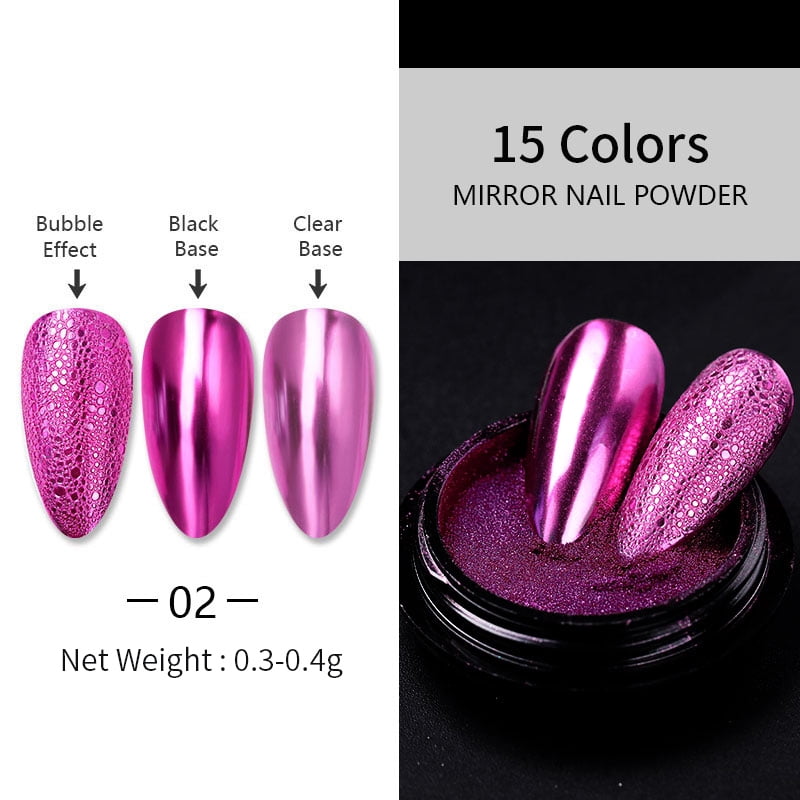 Gradient Pearl Nails Dust Chrome Glitter changing color rose pink white ...