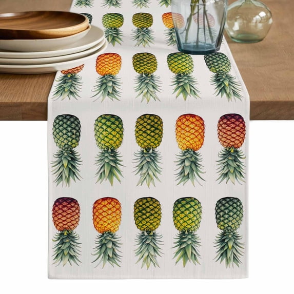 Gradient Pineapple Table Runner, Watercolor Modern Fruit Washable ...