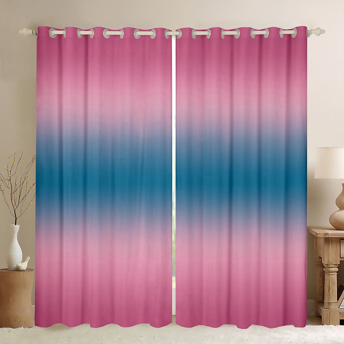 Gradient Pink 30%-50% Blackout Curtains, Purple Blue Ombre Gradient ...