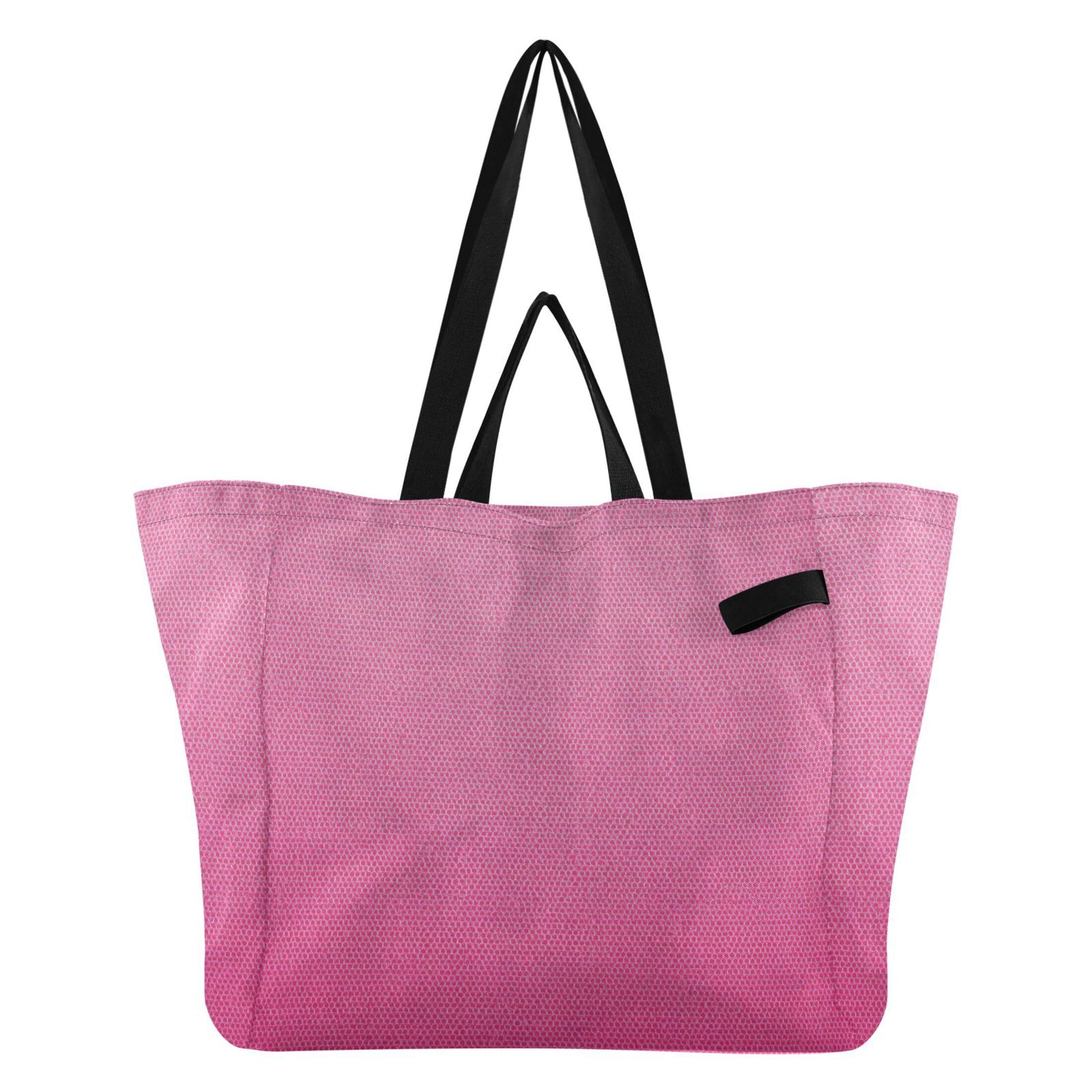 Gradient Pink Fabric Texture Foldable Canvas Tote Bags Reusable Grocery ...