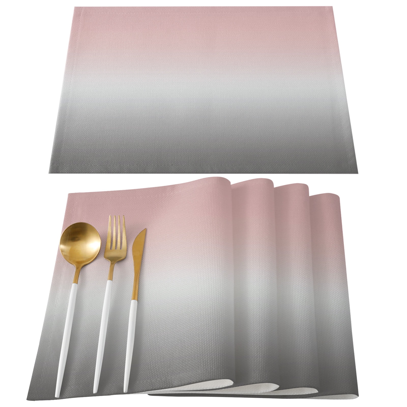 Gradient Pink Grey, Placemats Set of 6, Modern Abstract Color Ombré Art ...