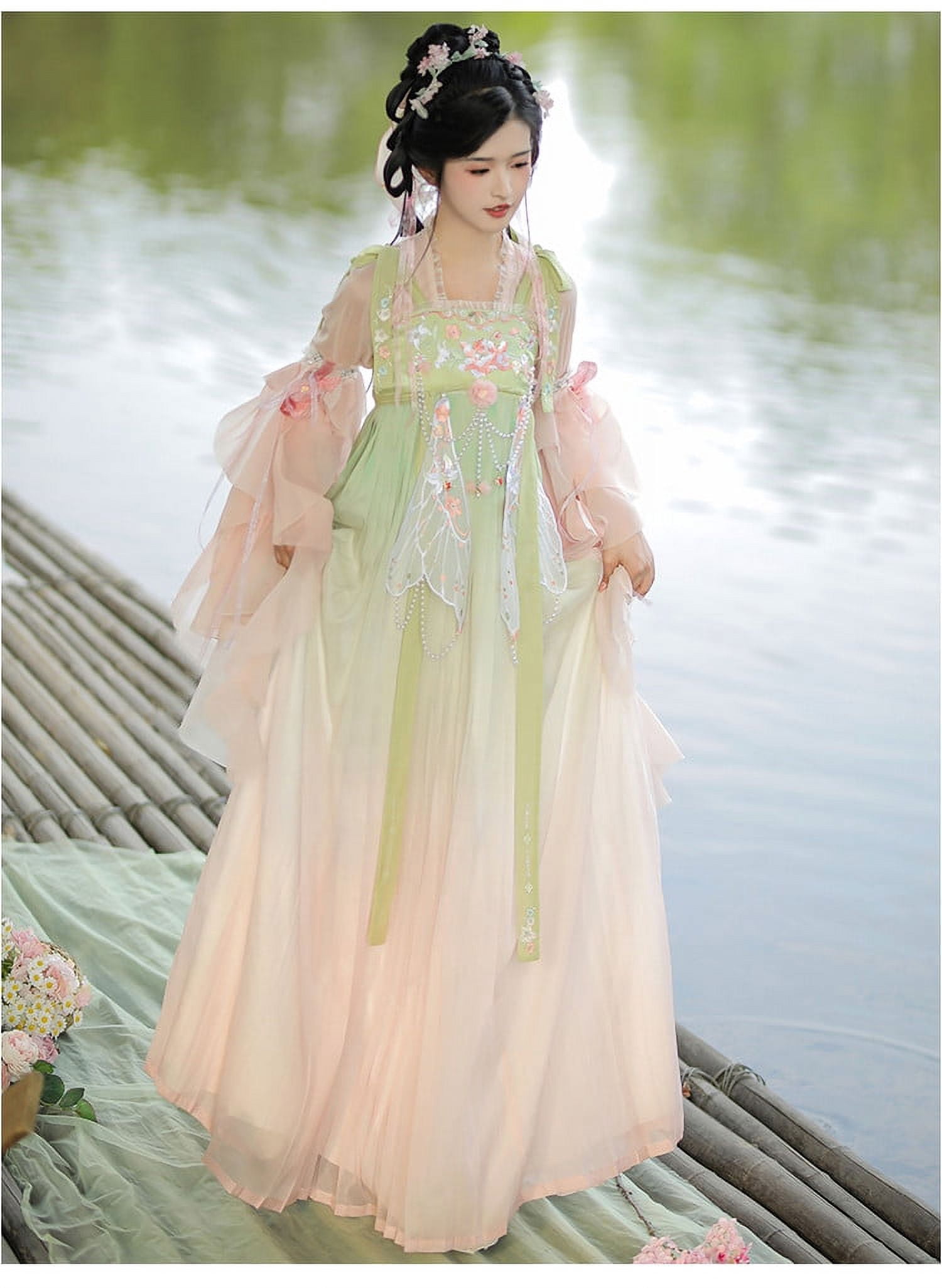 Gradient Pink Women Gown Set Traditional Dress Hanfu Prom Formal ...