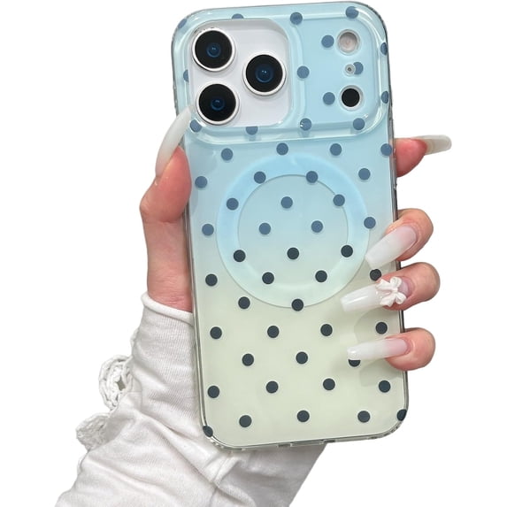 Gradient Polka Dots Simple Double-Layer Magnetic Phone Case for iPhone ...