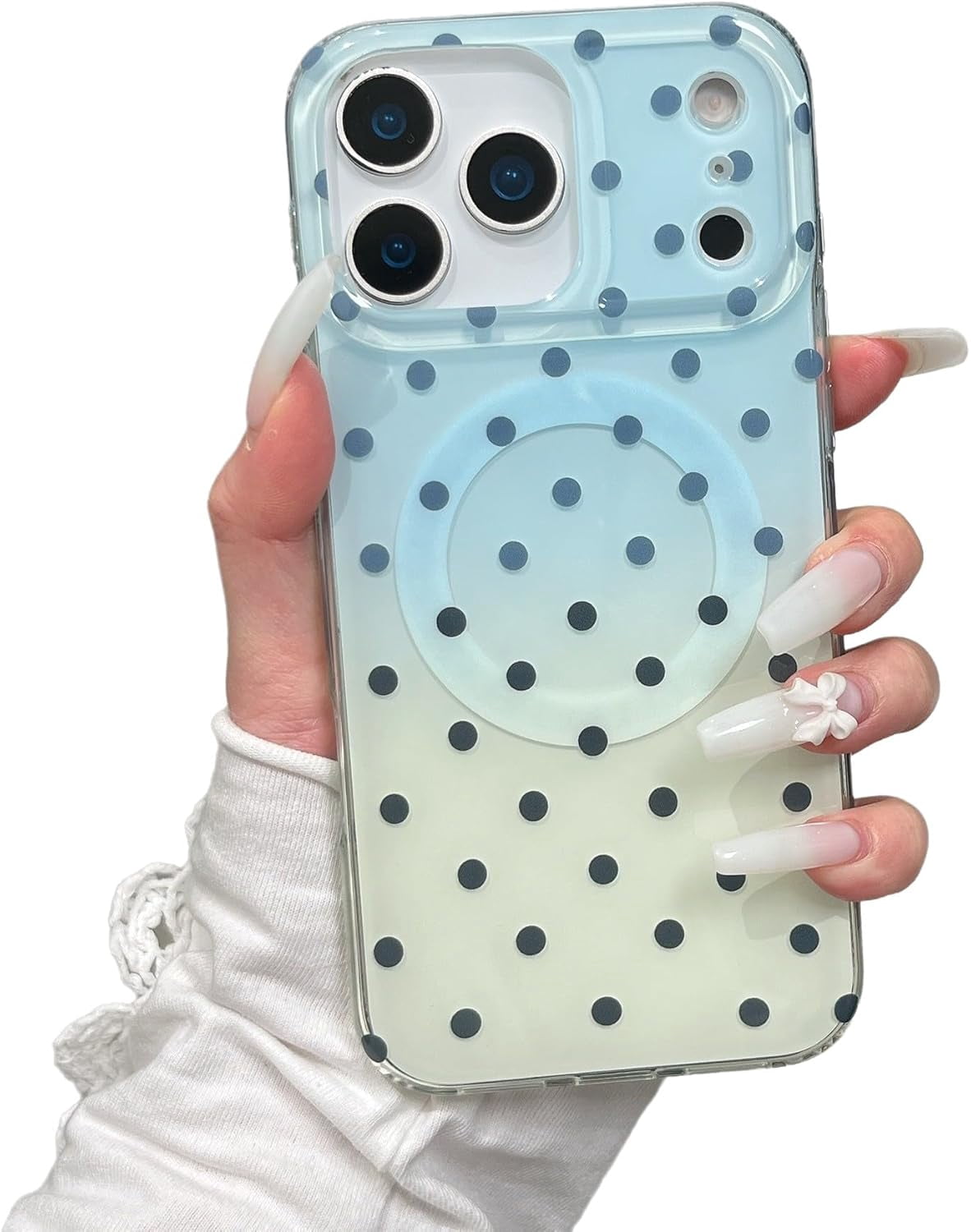 Gradient Polka Dots Simple Double-Layer Magnetic Phone Case for iPhone ...