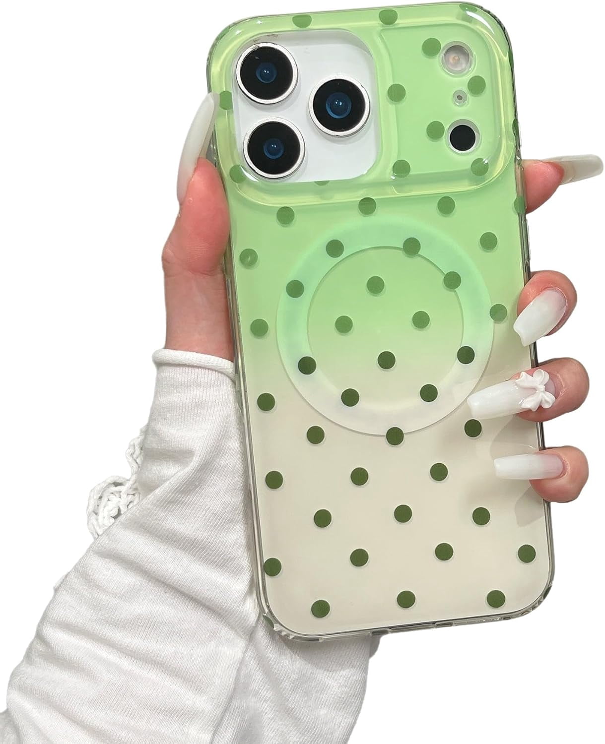 Gradient Polka Dots Simple Double-Layer Magnetic Phone Case for iPhone ...