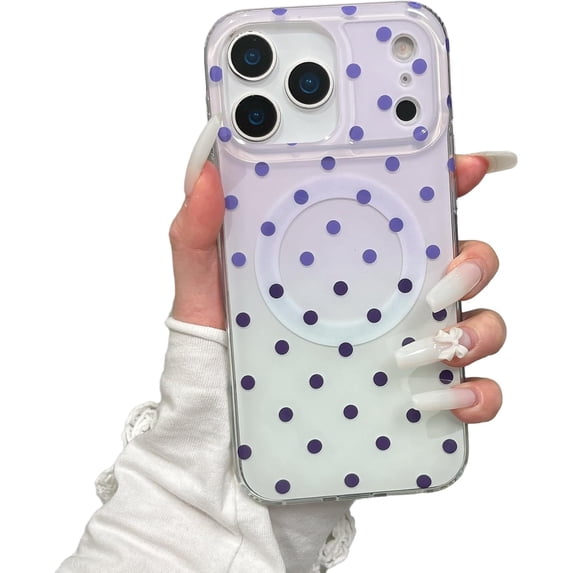 Gradient Polka Dots Simple Double-Layer Magnetic Phone Case for iPhone ...
