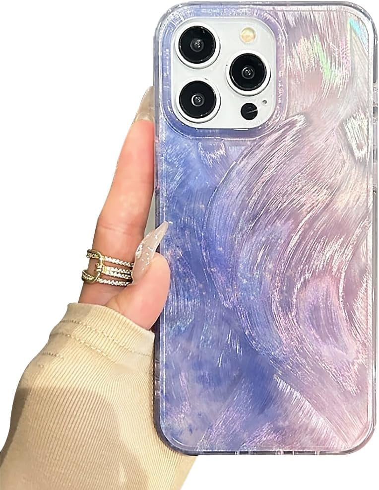 Gradient Purple Feather Yarn Luxury Shockproof TPU Case Compatible with ...
