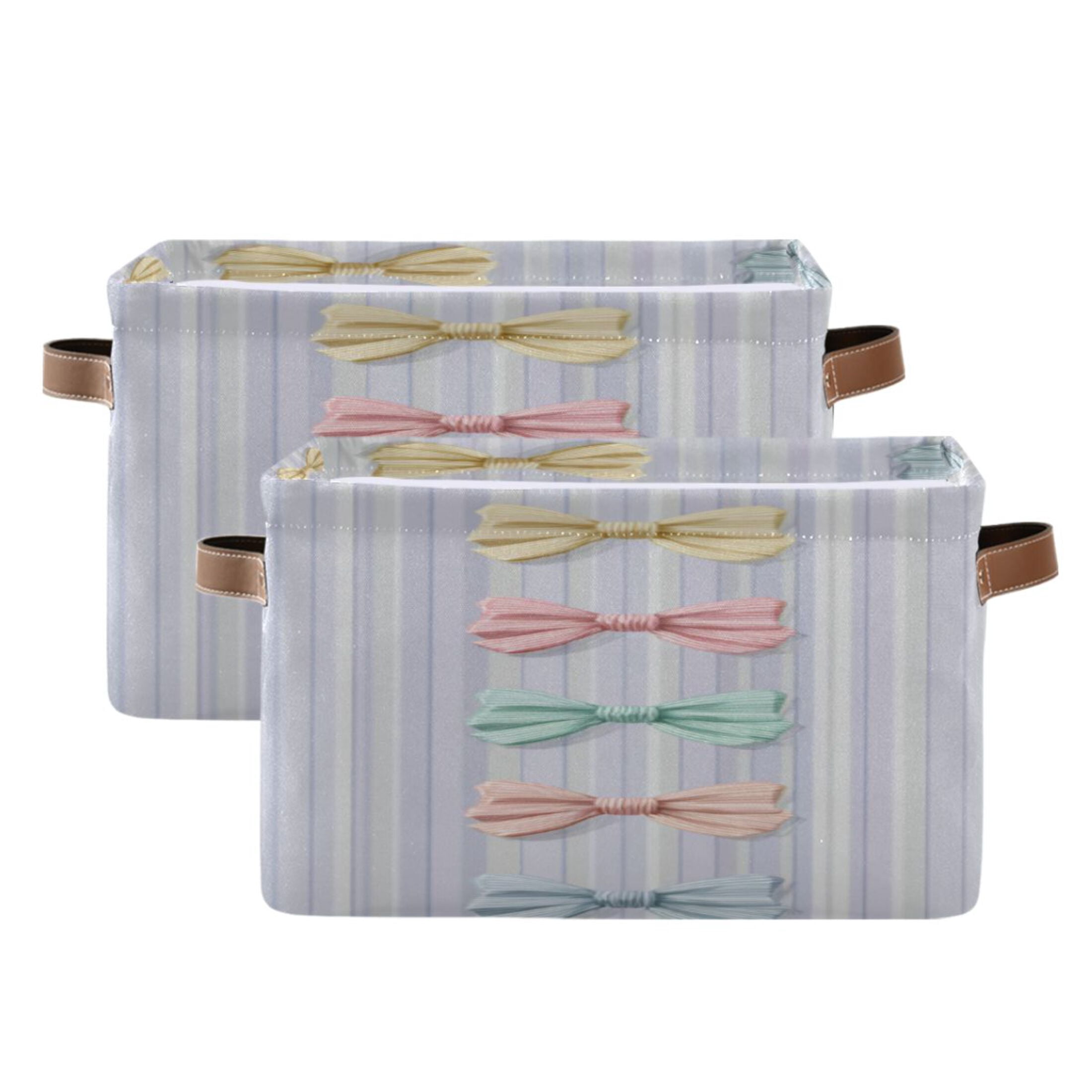 Gradient Purple Stripes Colorful Cute Bows Square Storage Bins with ...