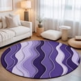 Gradient Purple Waves Line Round Rug 5ft Abstract Wavy Stripes Art ...