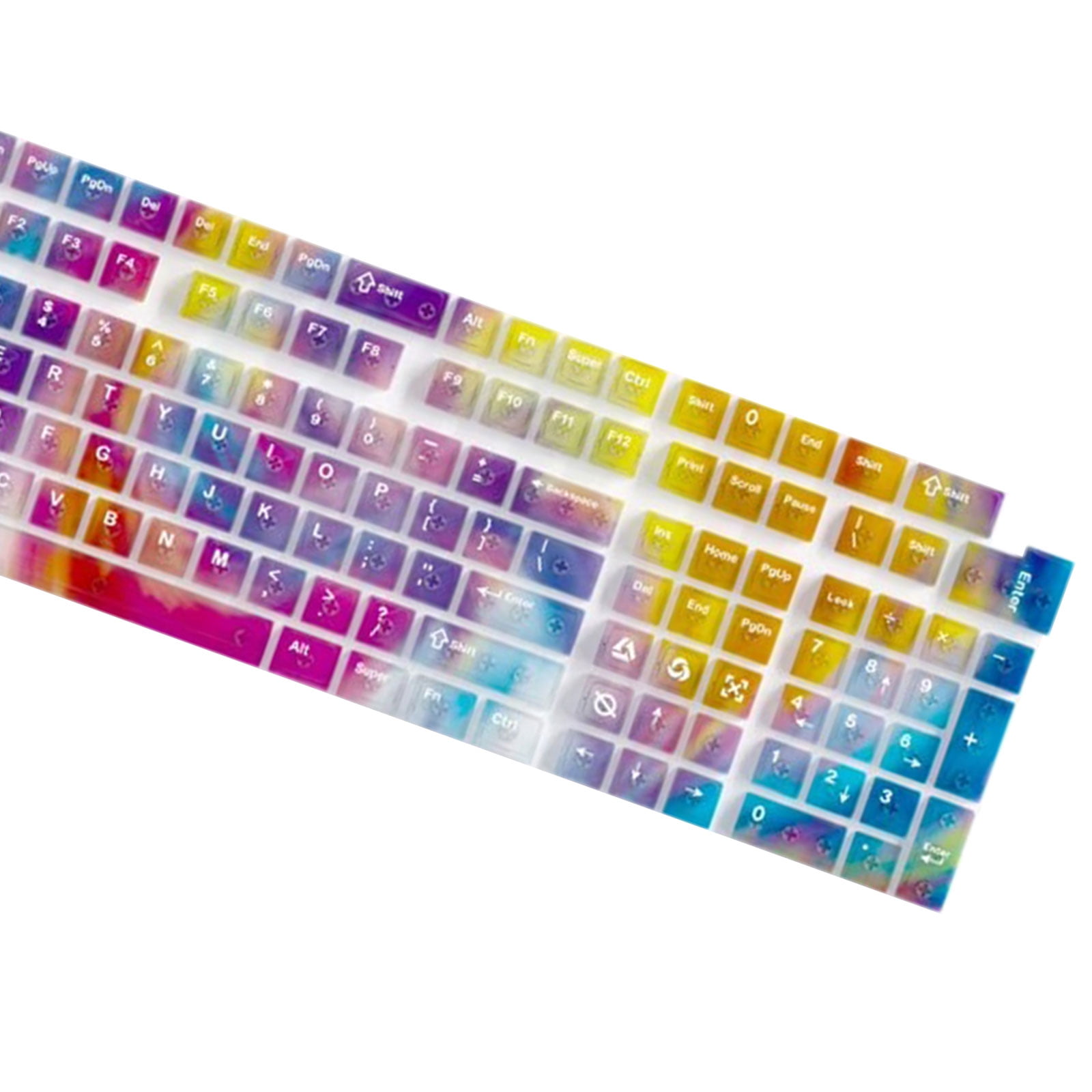 Gradient Rainbow Backlight Keycaps Collection 132 Keys Ergonomic ...