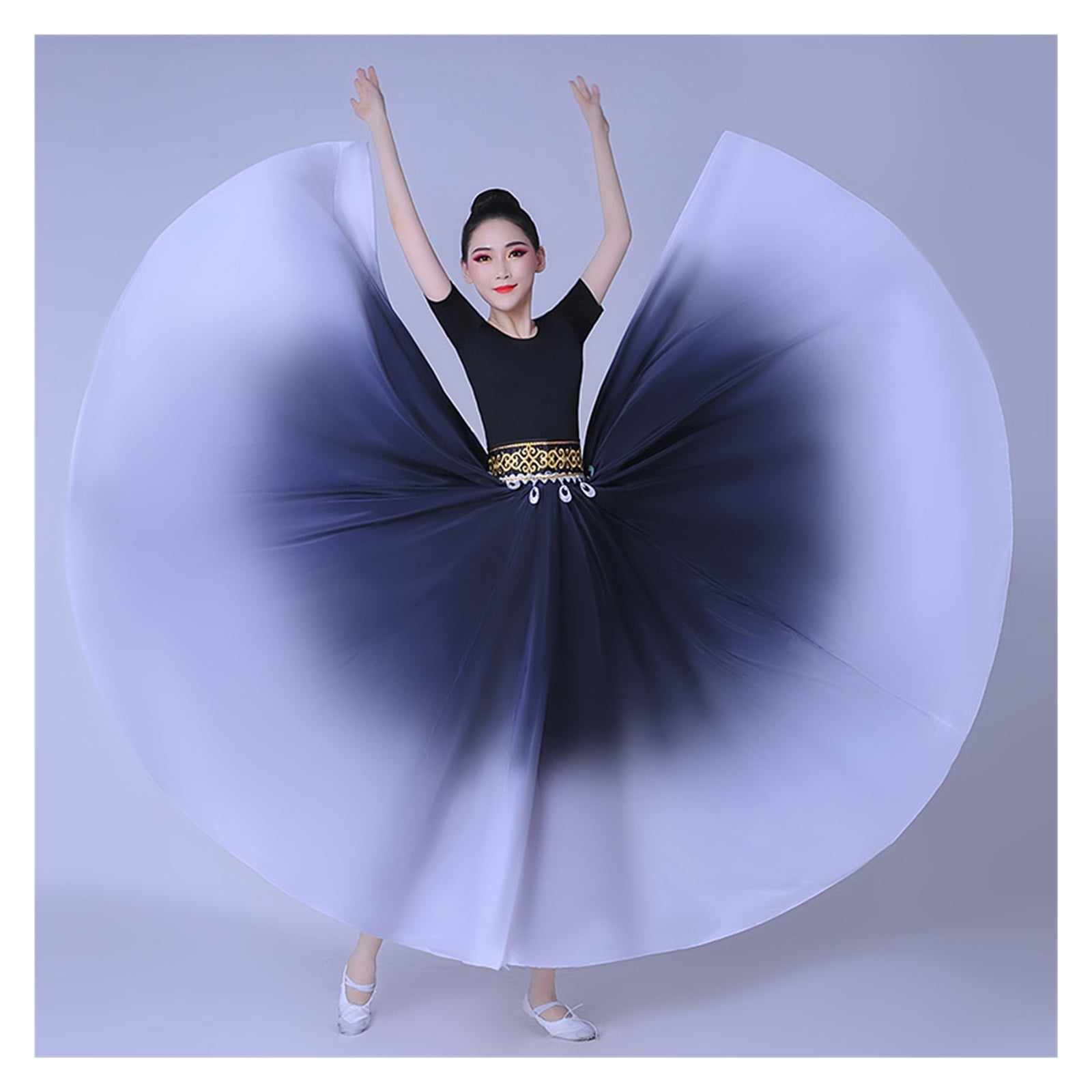 Gradient Rainbow Color Big Flowy Swing Skirt Chiffon Satin - Walmart.com