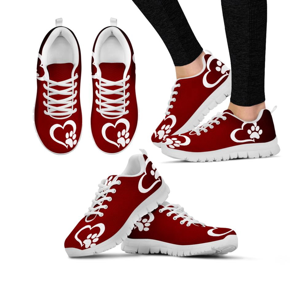 Gradient Red Color Flats Women Shoes Paw Heart Print Ladies Shoes ...