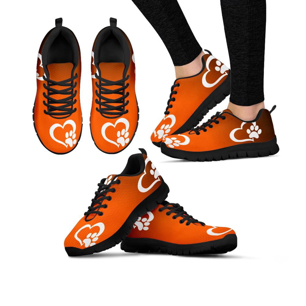 Gradient Red Color Flats Women Shoes Paw Heart Print Ladies Shoes ...