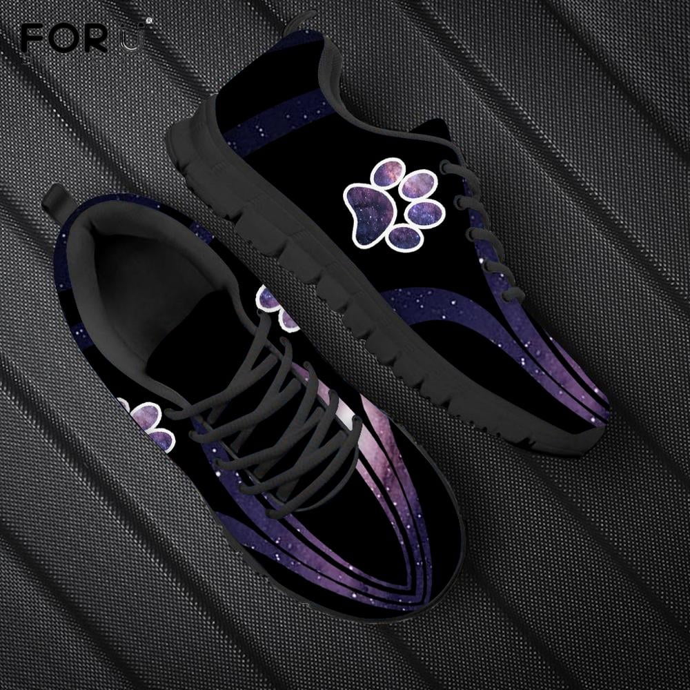 Gradient Red Color Flats Women Shoes Paw Heart Print Ladies Shoes ...