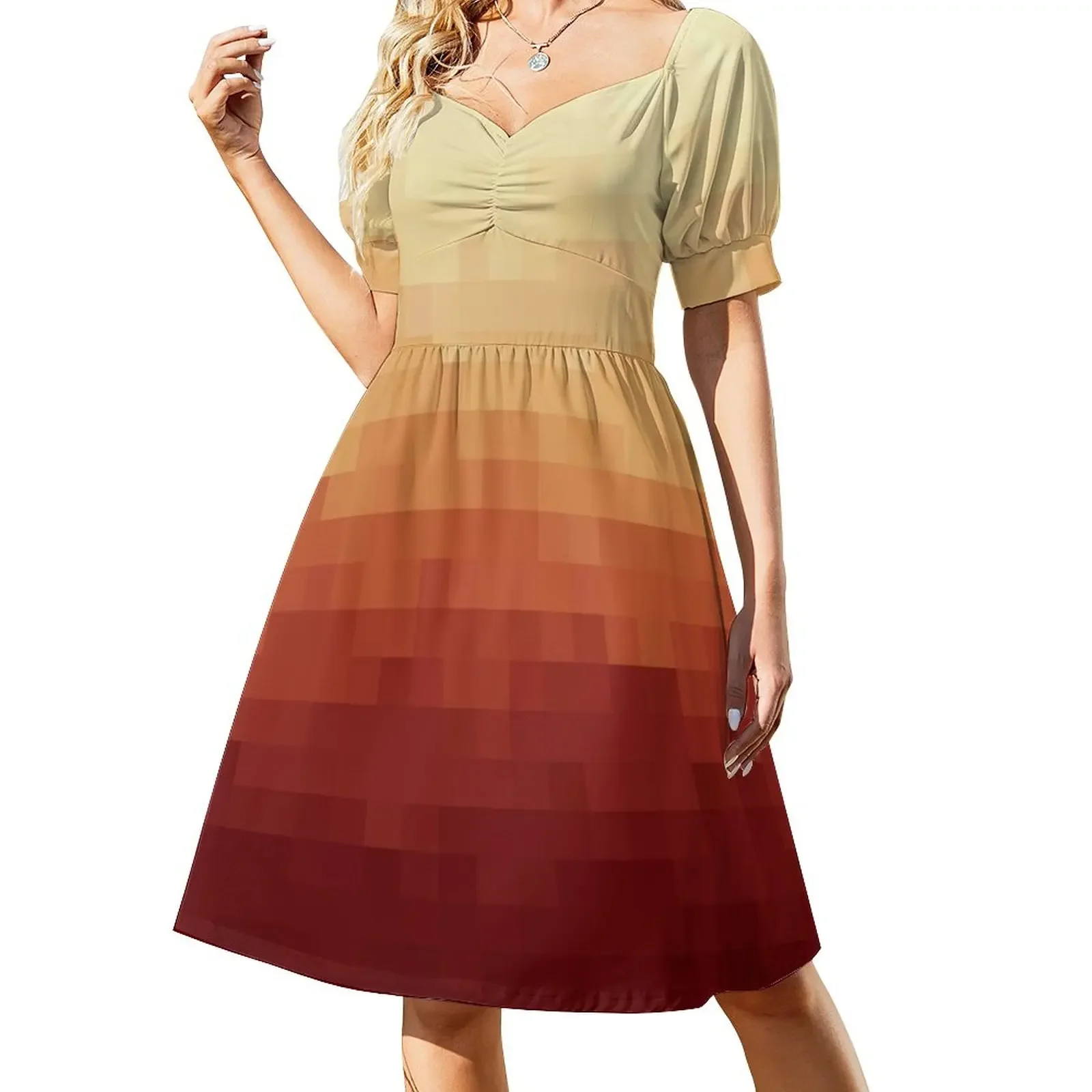 Gradient Red Fire Pixels ShortSleeved Dress long dresses for women prom ...