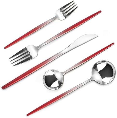 Gradient Red Silverware Set, 20-Piece Stainless Steel Flatware Set ...