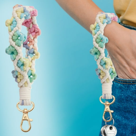 Gradient Rose Wrist Strap, Fashion Hand Woven Key Chain Pendant ...