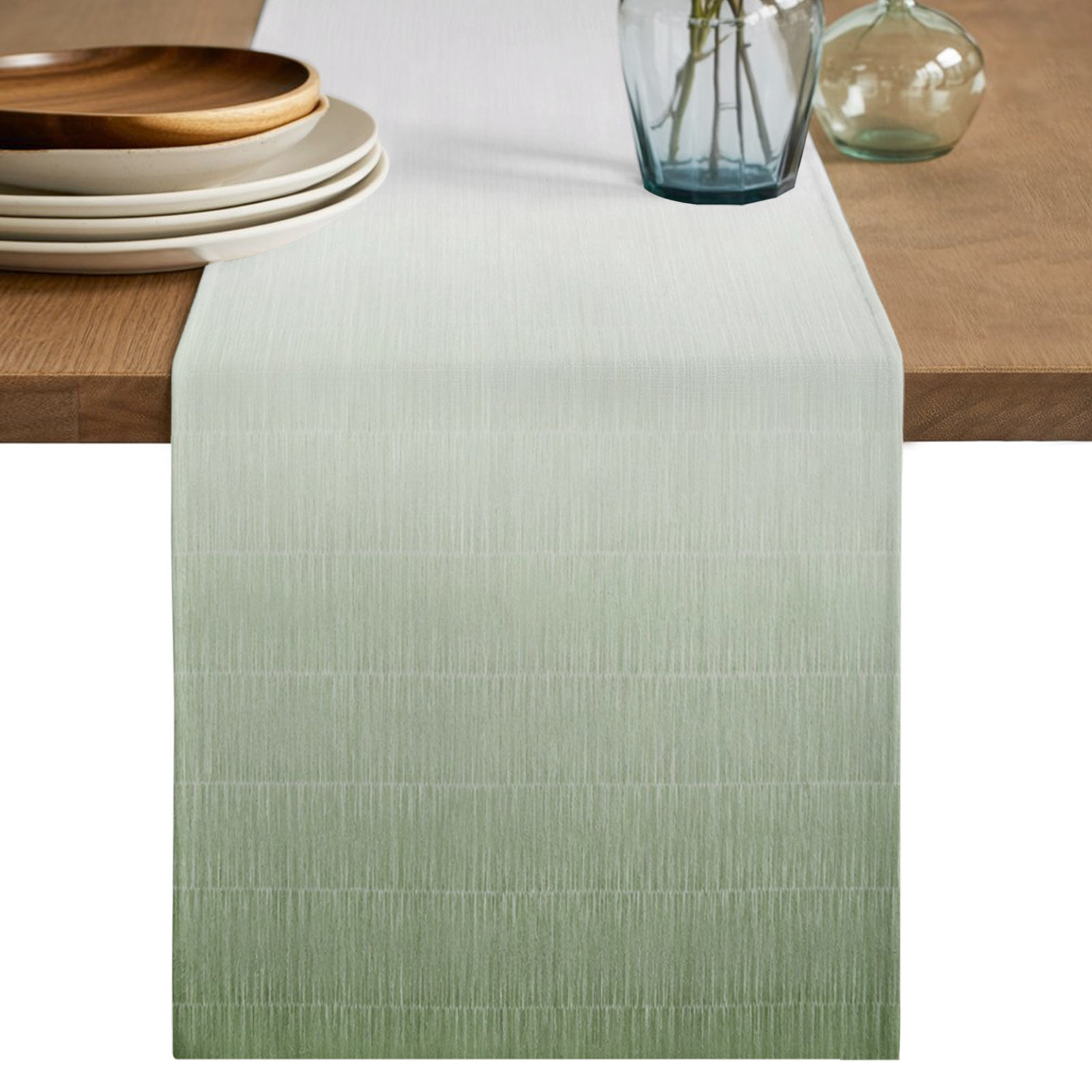 Gradient Sage Green Table Runner, Modern Minimalist Contemporary Ombre ...