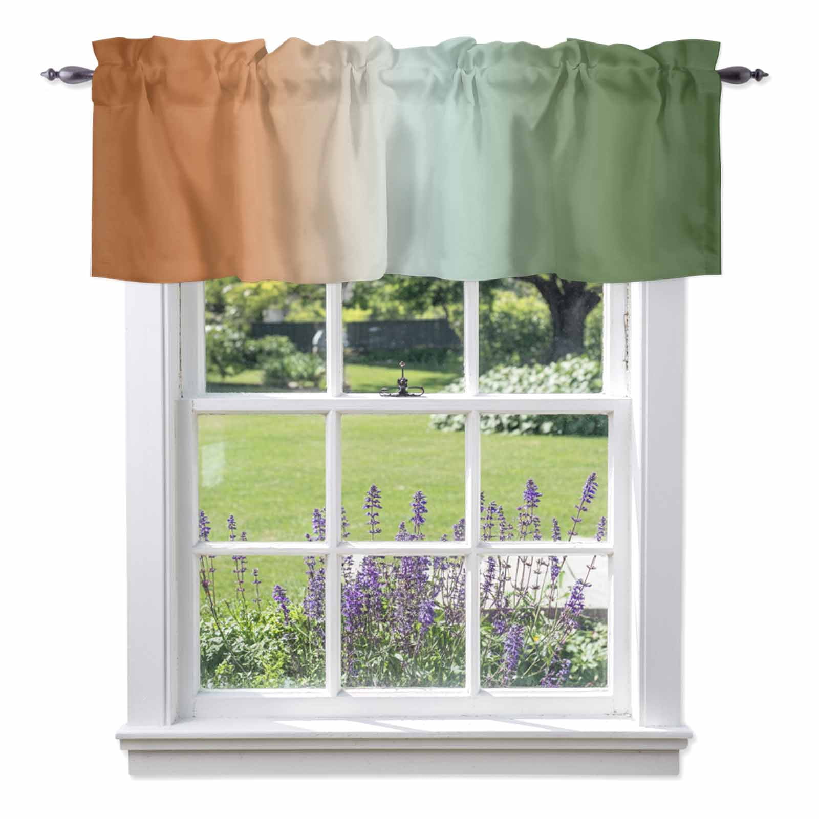 Gradient Sage Green Valances for Windows Modern Minimalist Orange Green ...