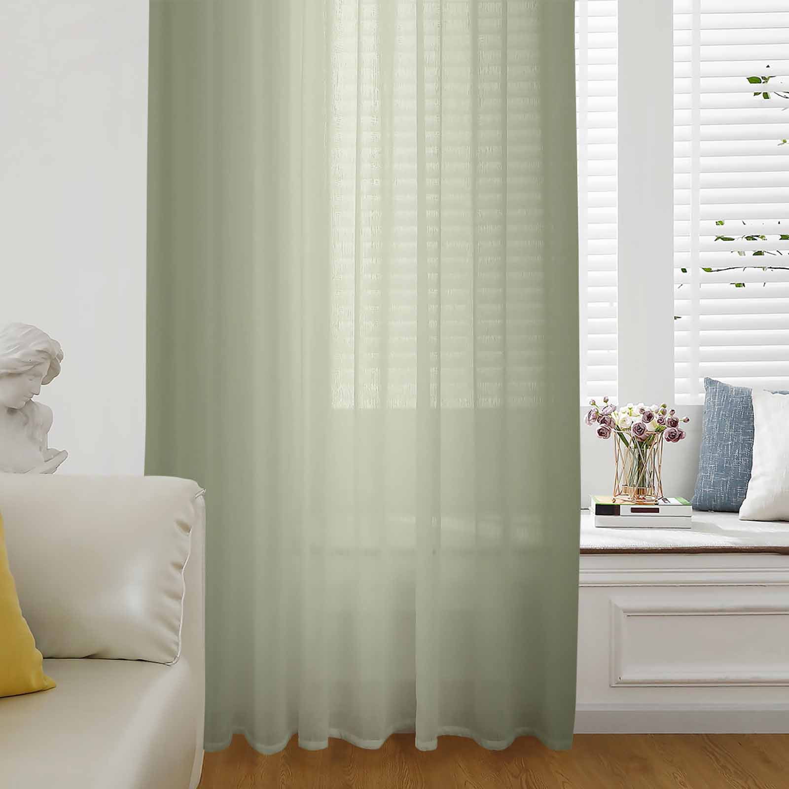 Gradient Sage Green Window Curtain 45 Inches Long,Contemporary ...