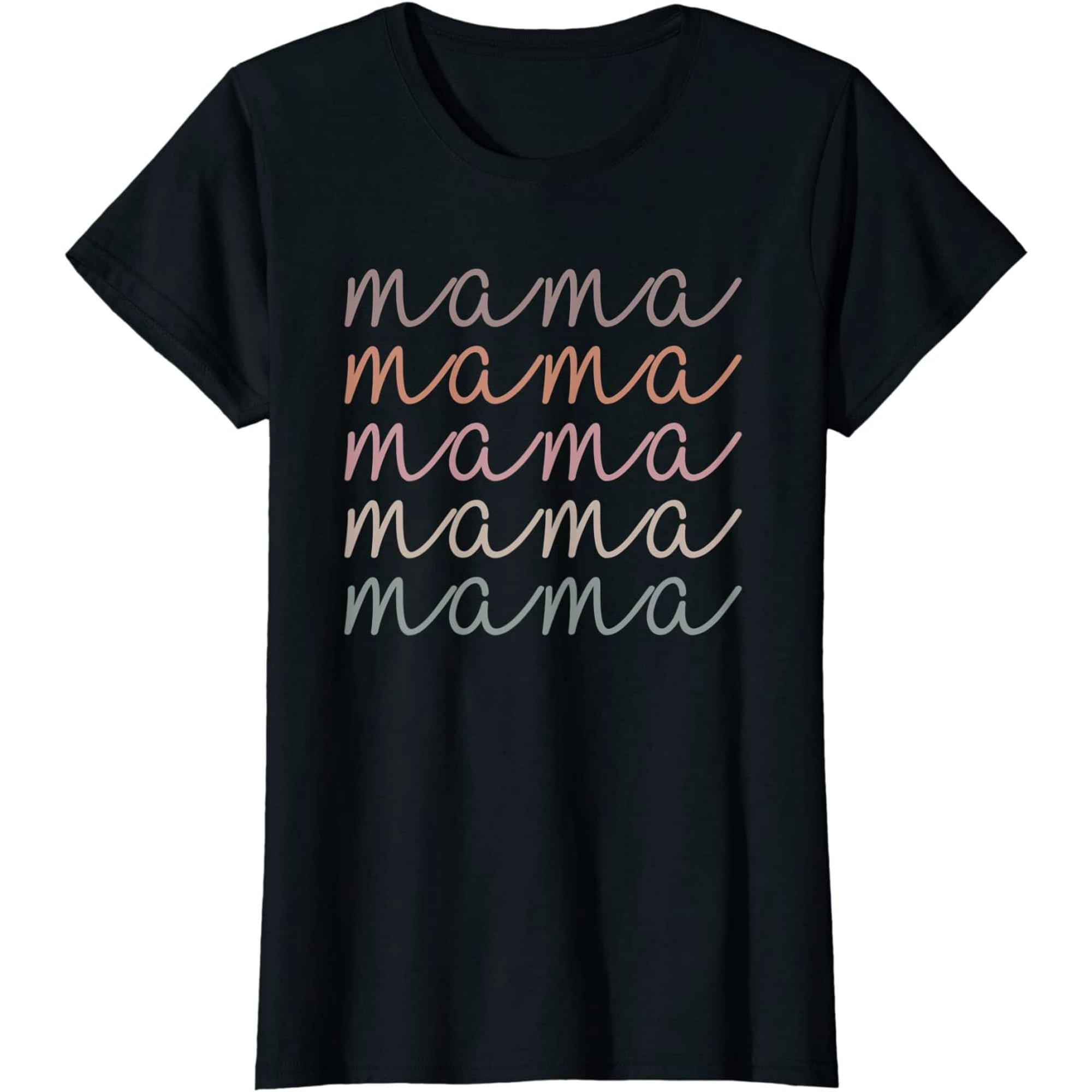 Gradient Script Mama Print for Women Short Sleeve Graphic T-Shirt ...