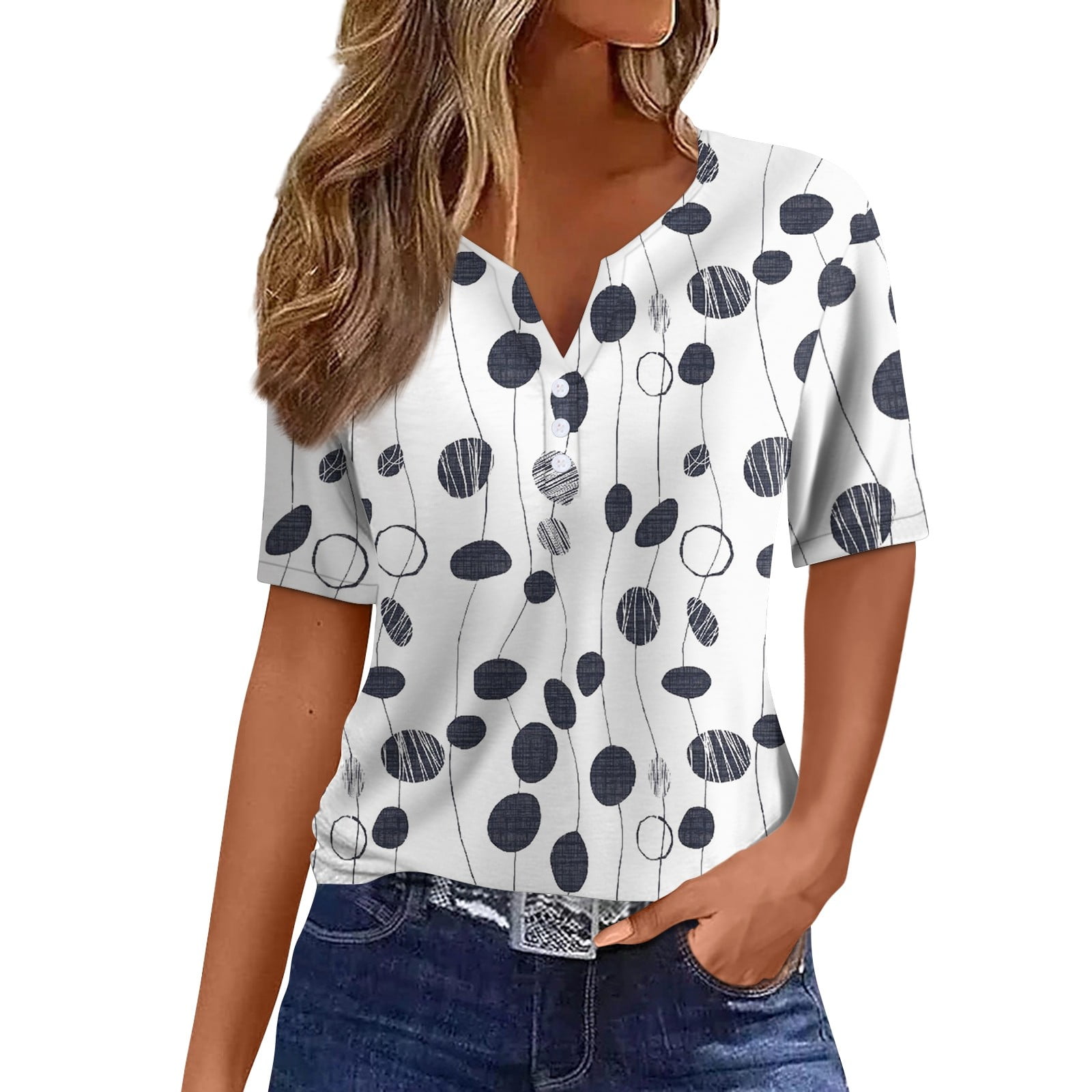 Gradient Shirts for Women 3/4 Length Sleeve Summer Tops Dressy Casual ...