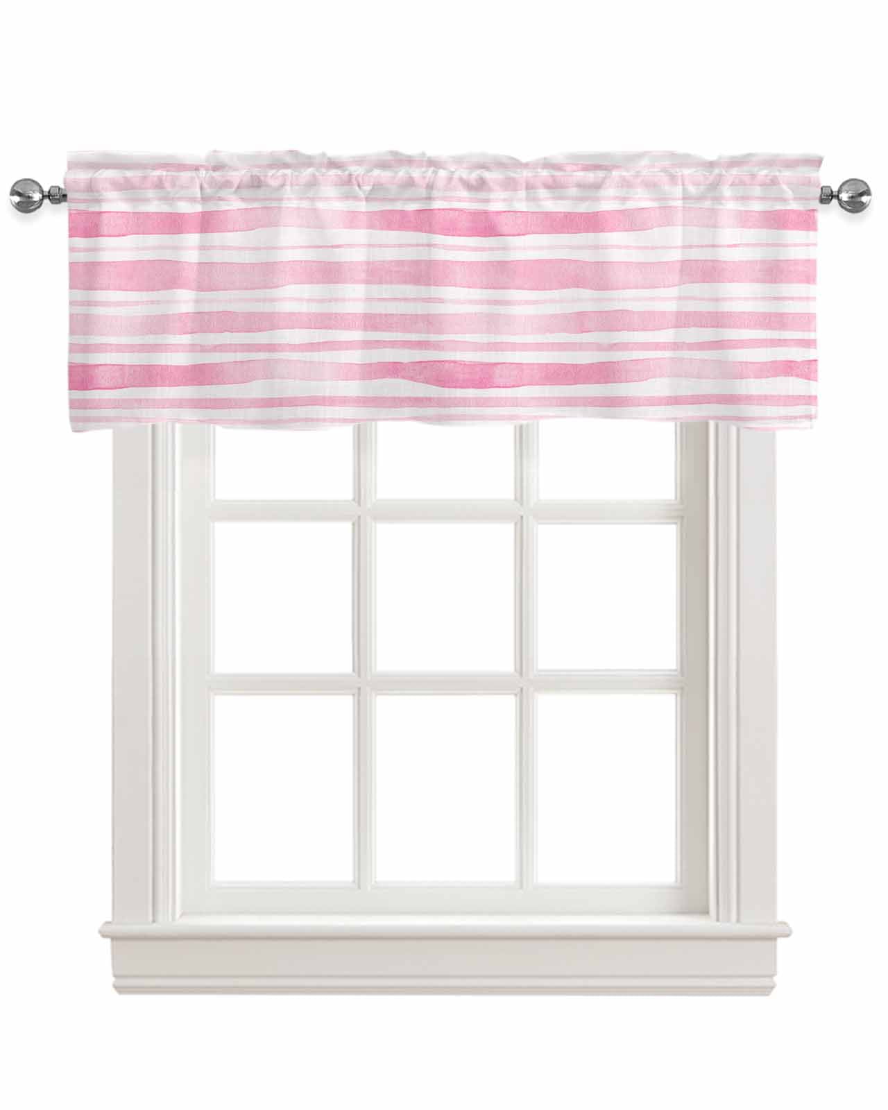Gradient Solid Pink Linen Curtain Valance for Bedroom/Bathroom/Kitchen ...