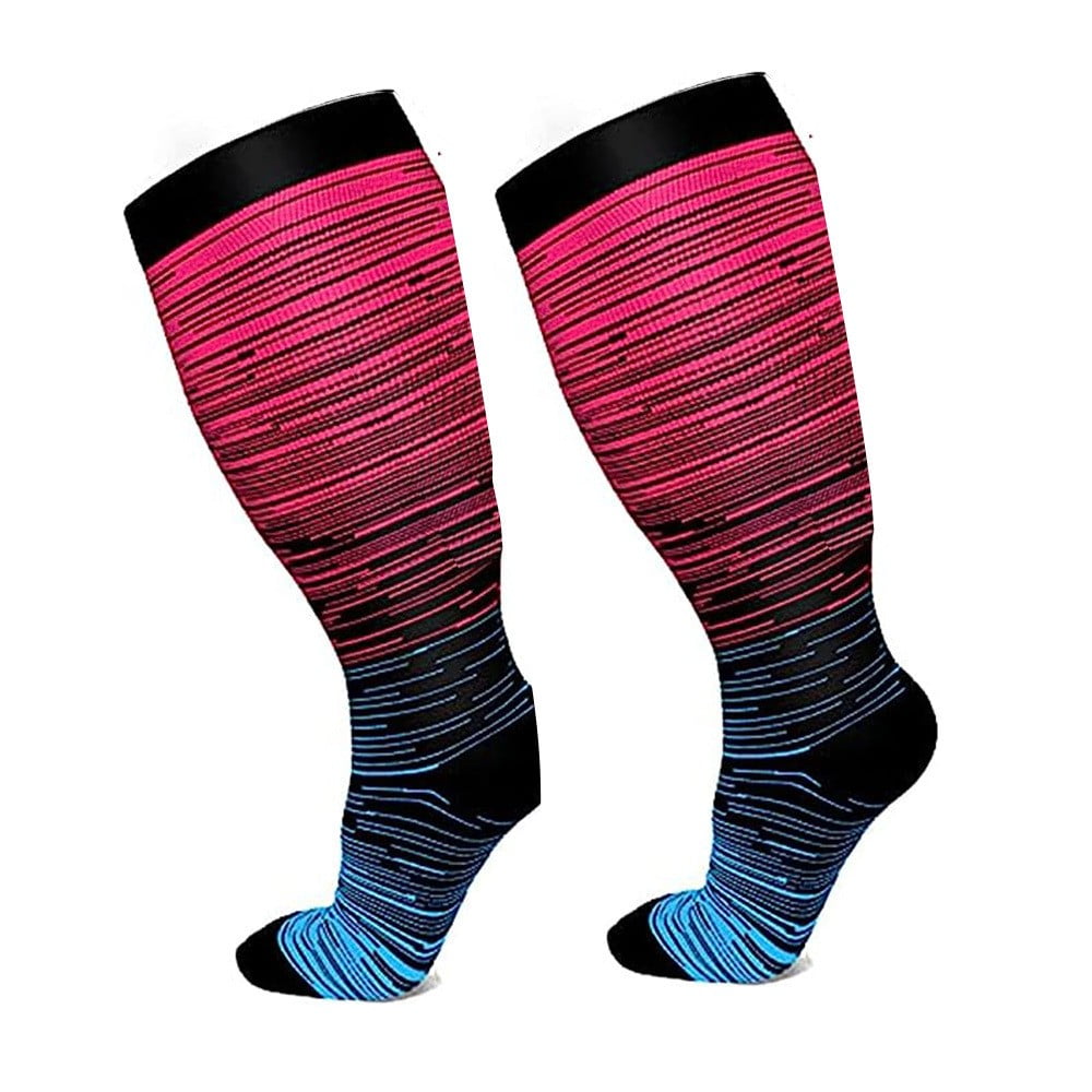 Gradient Stripe Compression Socks 3PCS Plus Size Sports Socks Outdoor ...