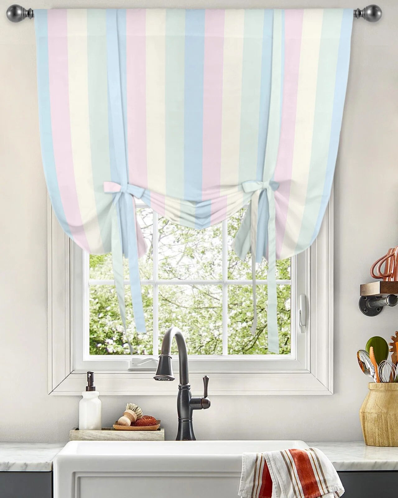 Gradient Stripe Window Curtain for Living Room Bedroom Balcony Cafe ...