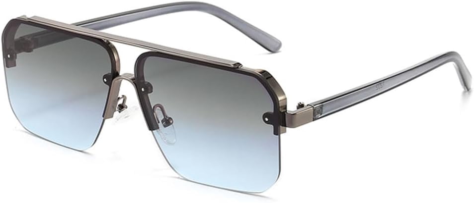 Gradient Sunglasses for Men Metal Big Frame Sun Glasses UV400 Eyewear ...