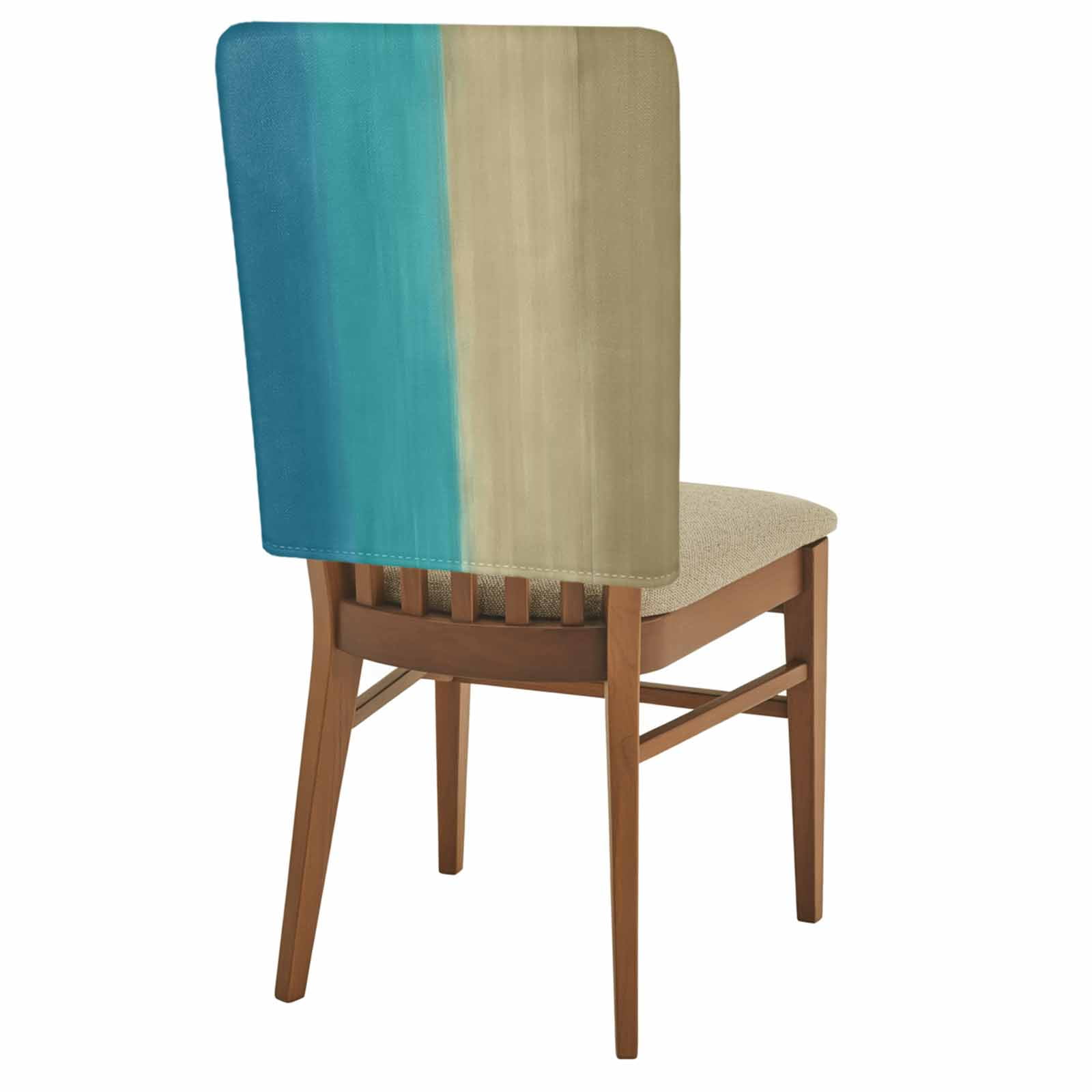 Gradient Teal Blue Chair Back Covers Set of 1, Abstract Teal Blue Khaki ...