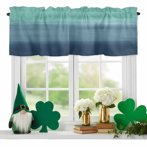 Gradient Teal Green Valances for Windows, Abstract Teal Green Blue ...