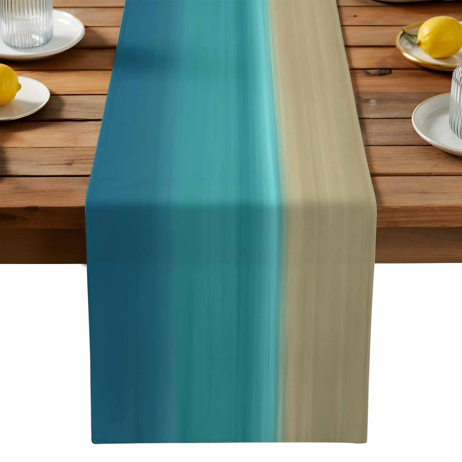 Gradient Teal Table Runner, Abstract Teal Green Khaki Gradient Water ...