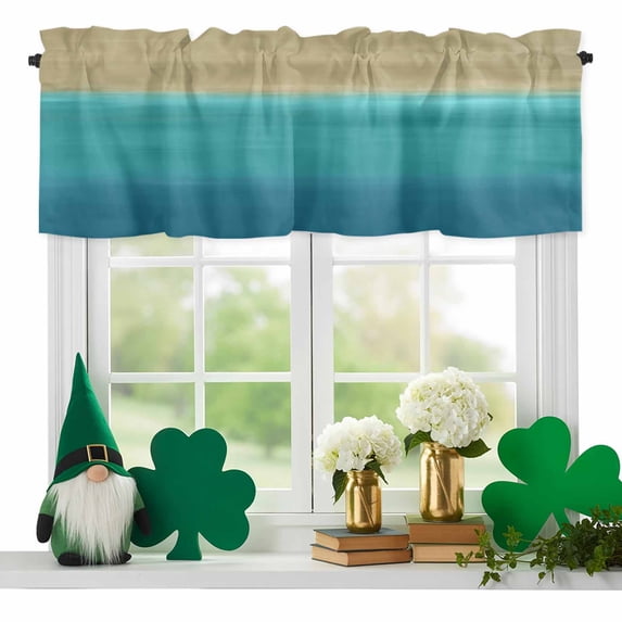 Gradient Teal Valances for Windows, Abstract Teal Green Khaki Gradient ...