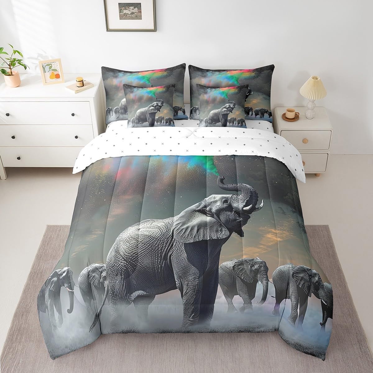 Gradient Tie Dye 7 Piece Comforter Set Full Bed in a Bag Watercolor Ink ...