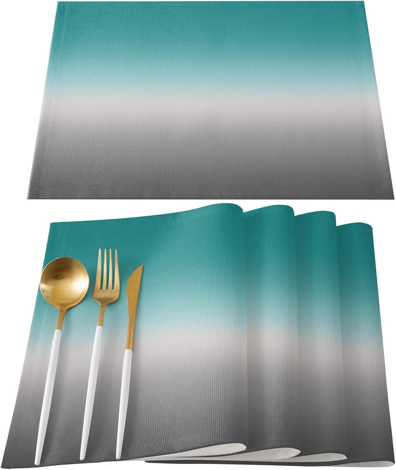 Gradient Turquoise Gray Grey Abstract Art Placemats for Dinning Table ...