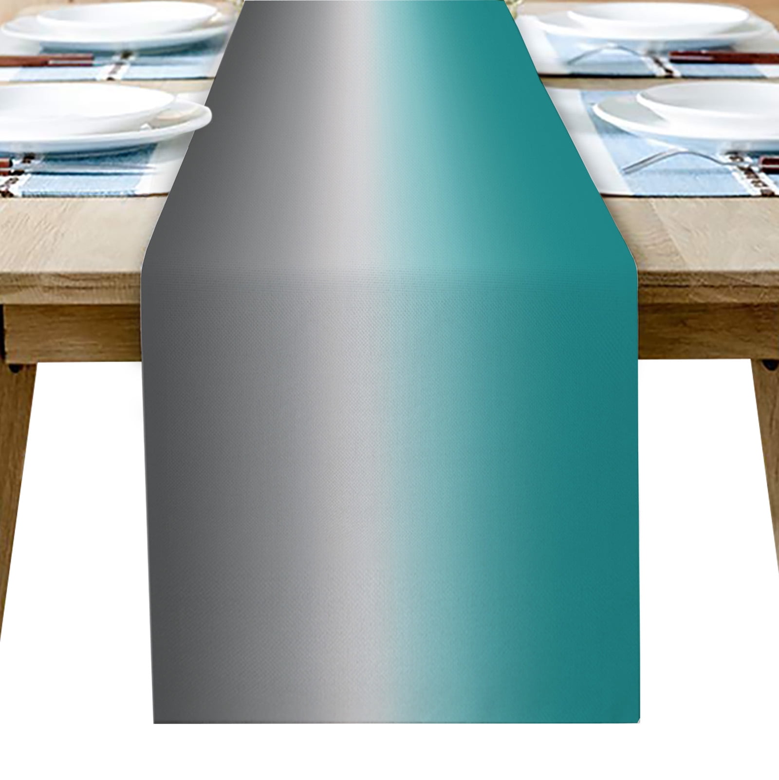 Gradient Turquoise, Table Runner Minimalist Gray Grey Abstract Art Tablerunners 13 x 60 Inch ...