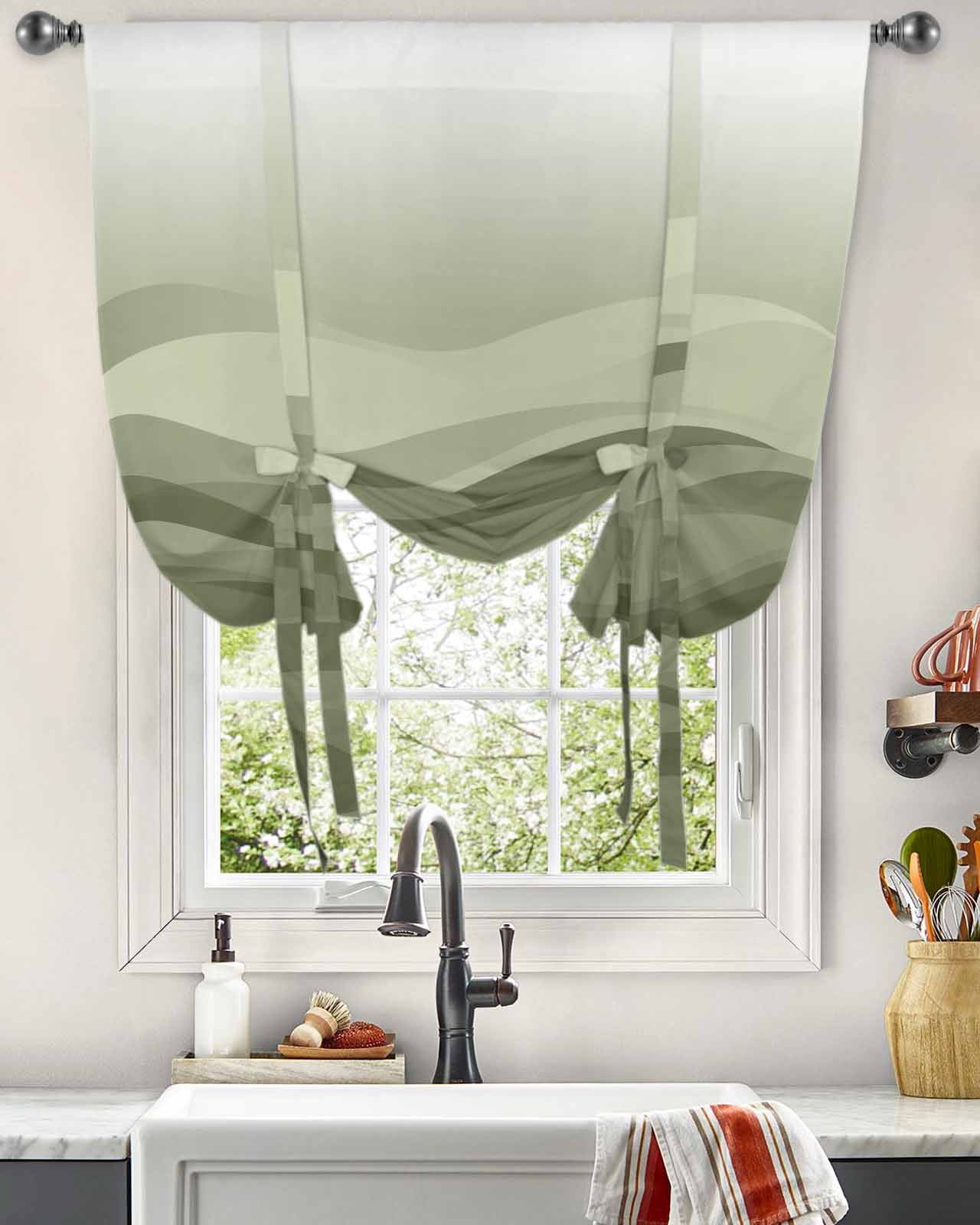 Gradient Water Ripple Sage Green Window Curtain for Living Room Home r ...