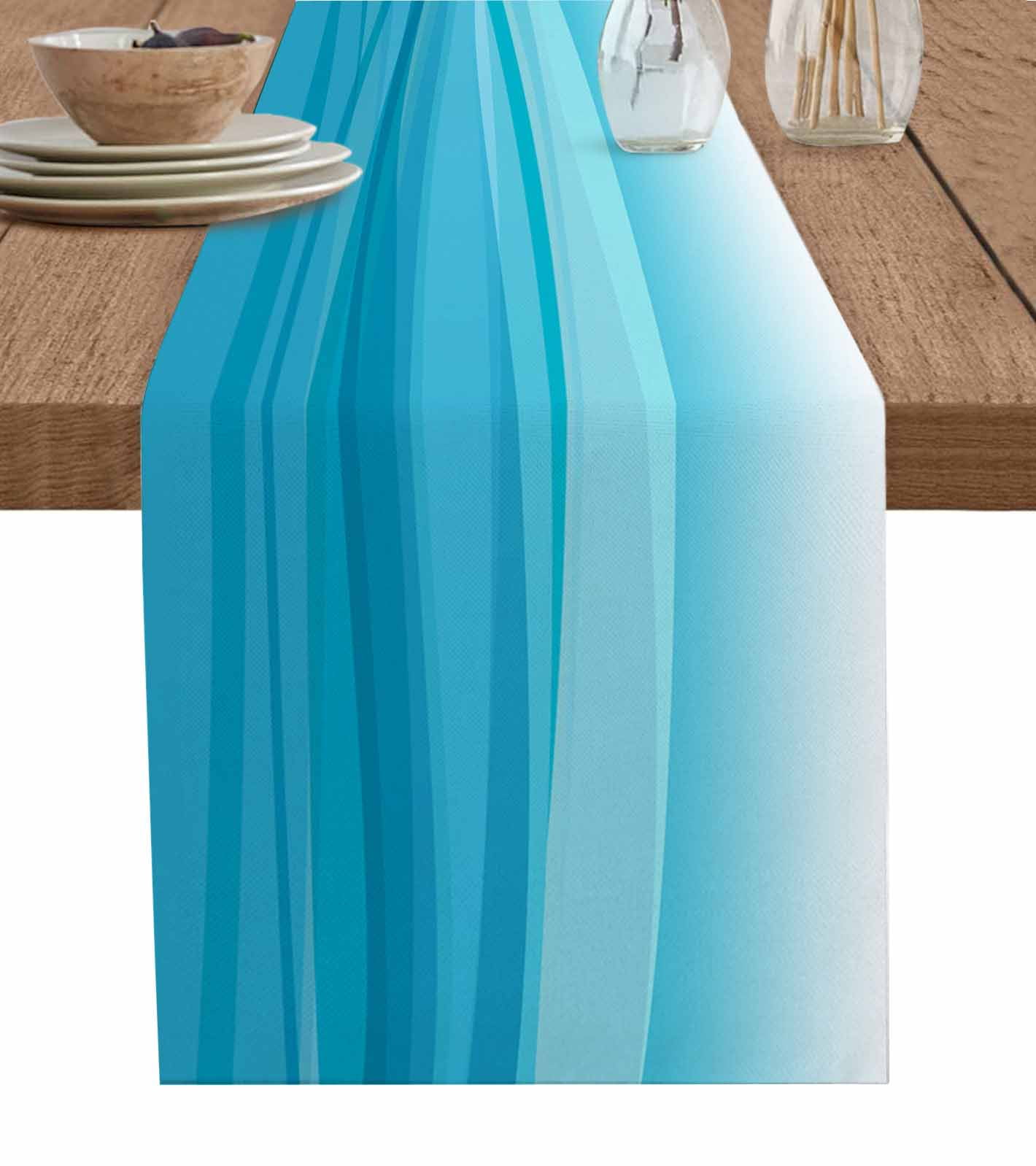 Gradient Water Ripple Water Green Table Runners for Dining Room Coffee ...