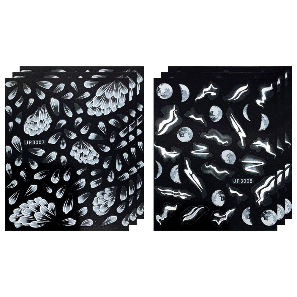 Gradient White Relief Design 6 Nail Art Stickers Decal White Gradient ...