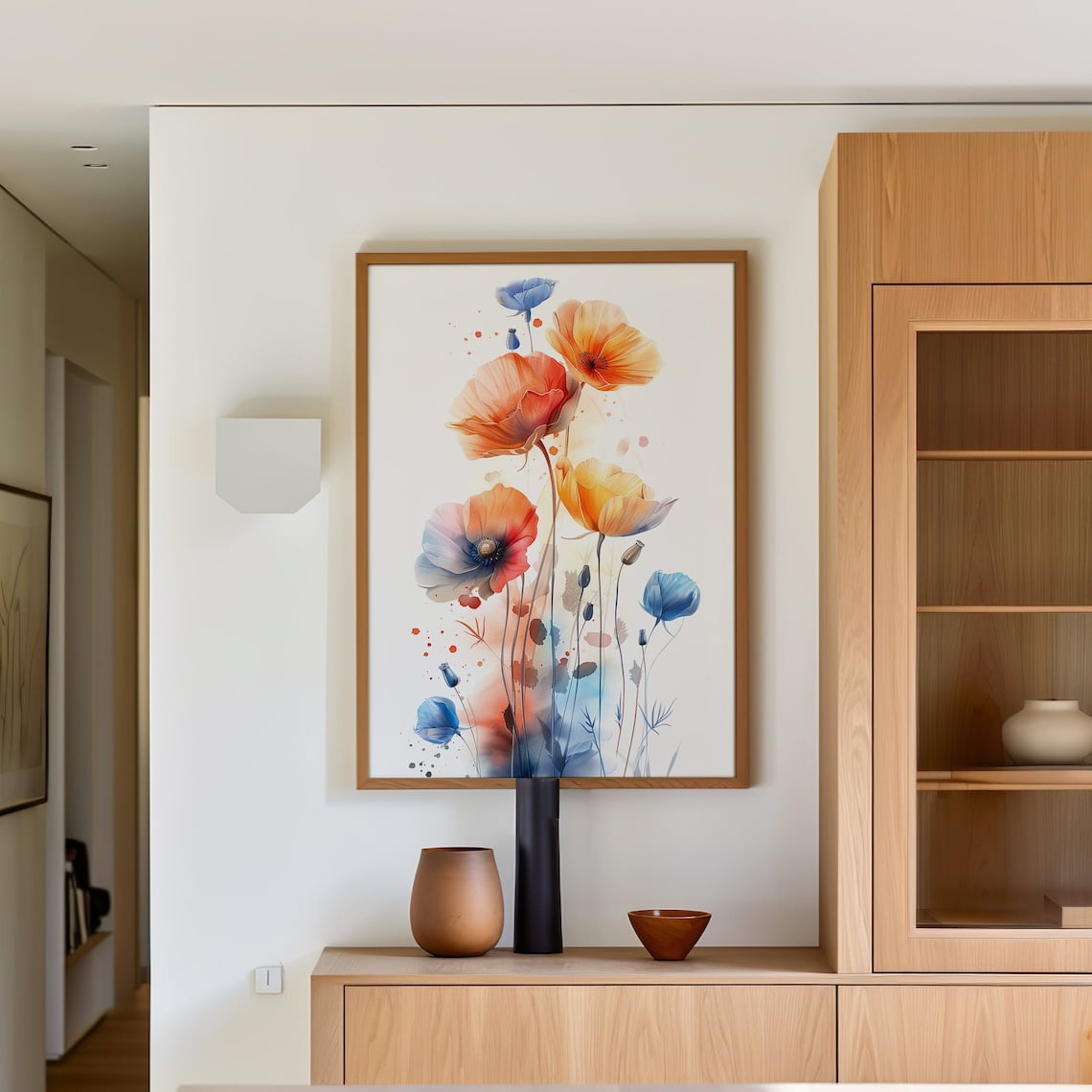 Gradient Wildflower Abstract Wall Art, Minimalist Floral Decor ...