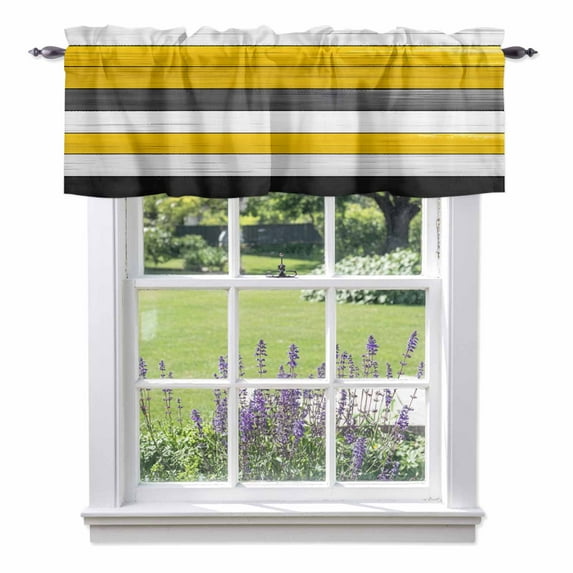 Gradient Yellow White Black Line Valances for Windows,Rod Pocket ...