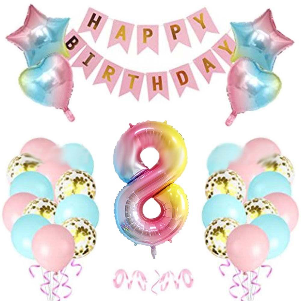 Gradient colourbow Birthday balloons Decorations Pink and Blue Balloons ...