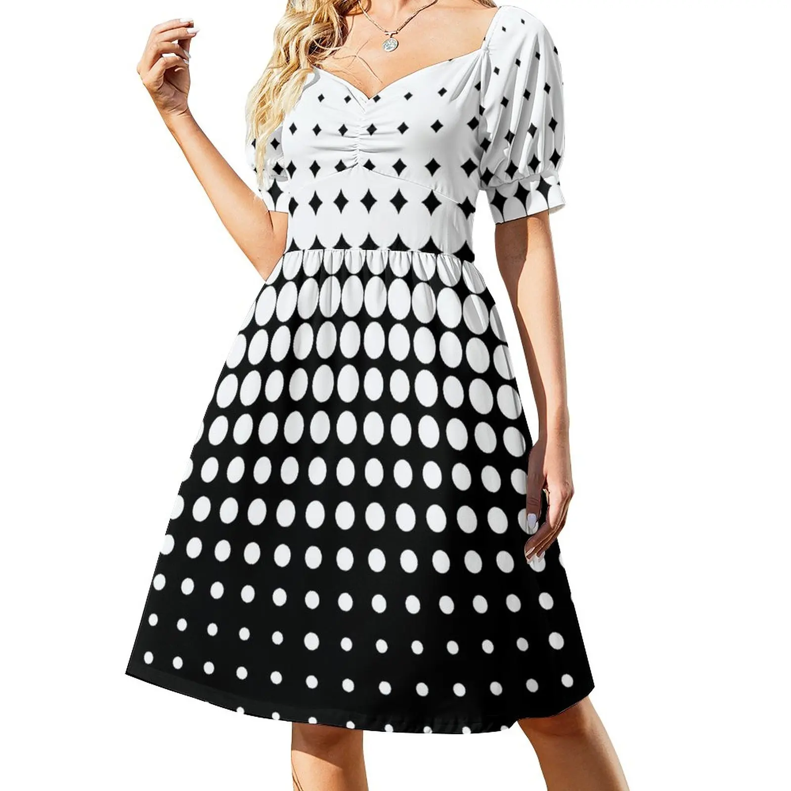 Gradient halftone dots (white to black) Sleeveless Dress prom dress ...