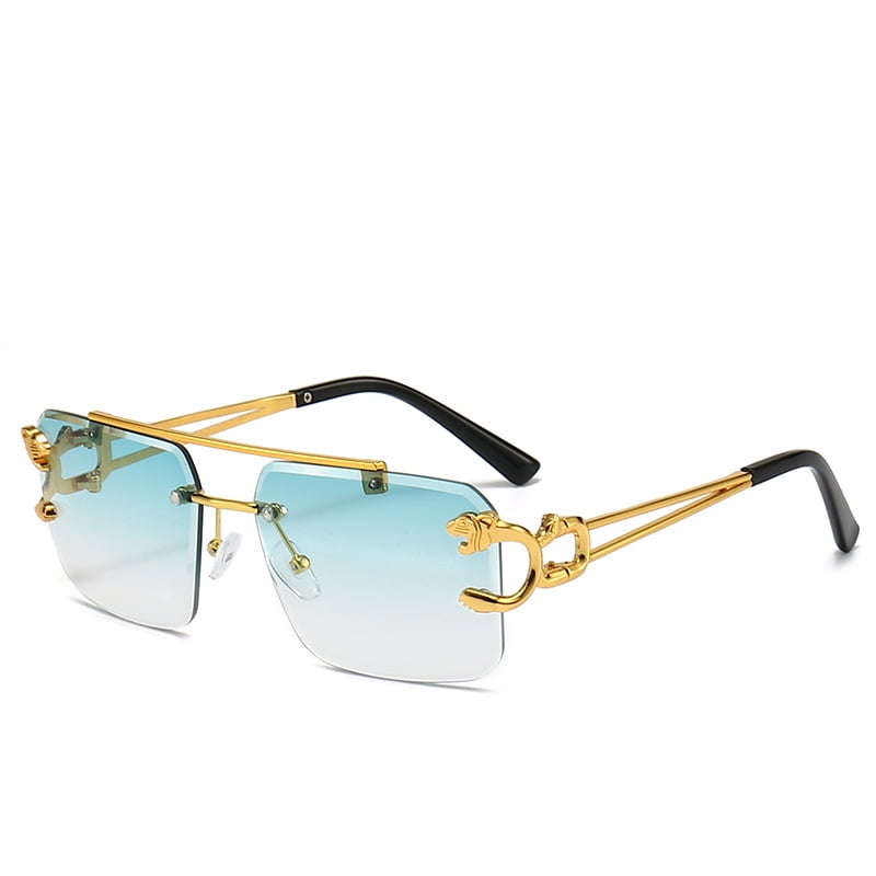 Gradient tripped rimless sunglasses men's style sunglasses double beam ...